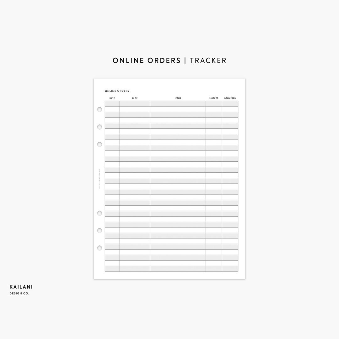 A5 Wide Online Order Tracker Printable, Order Tracker Printable ...