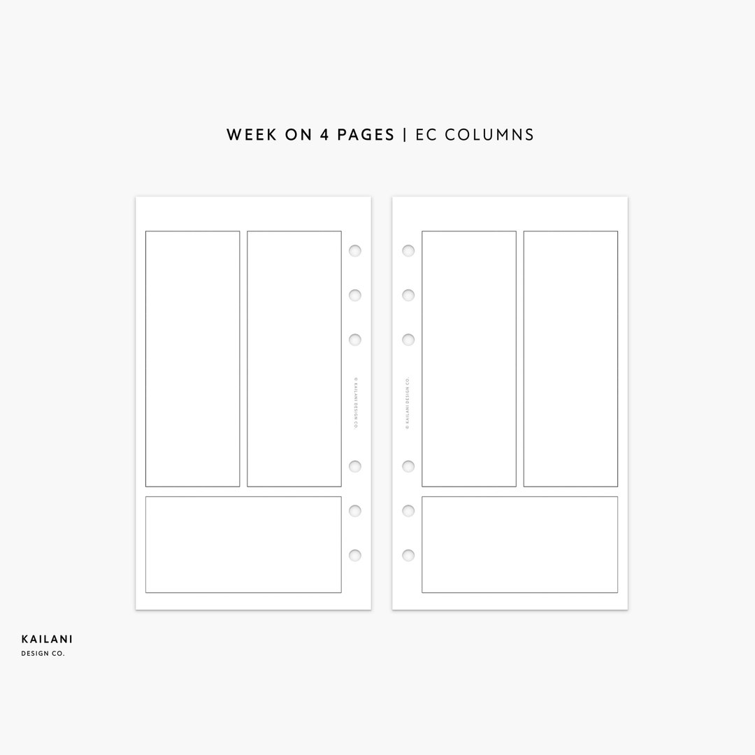 Personal Rings Weekly Printable, Week on 4 Pages, Erin Condren Inserts ...