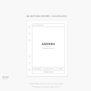 A6 Section Dashboards, Printable Dividers, A6 Printable Dashboard, 46 ...