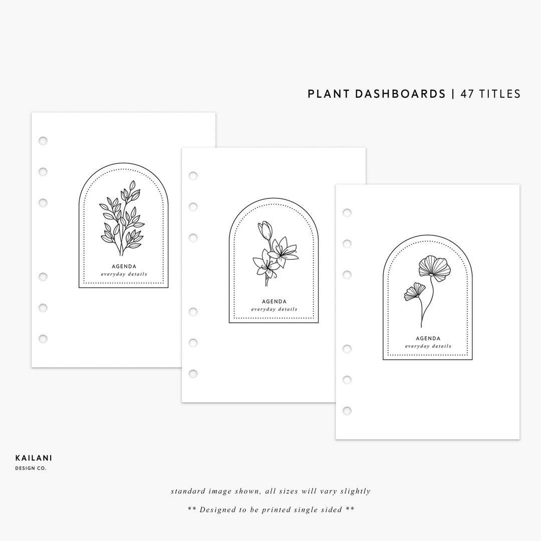 Personal Wide Section Dashboards, Floral Printable Dividers, Personal ...