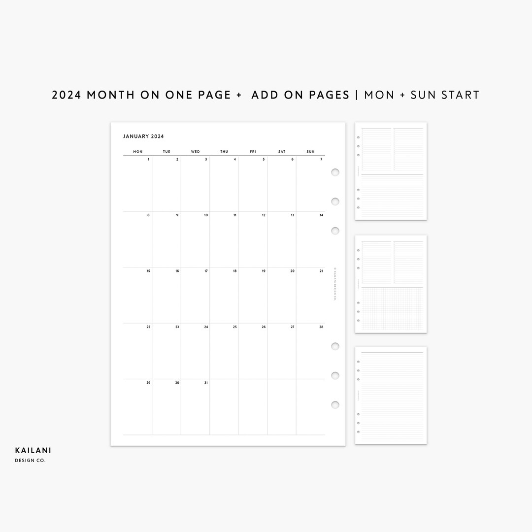 2024 A5 Monthly Planner Printable Insert Month On One Page Printable 2024 A5 Monthly Planner Printable Insert Month On One Page Printable