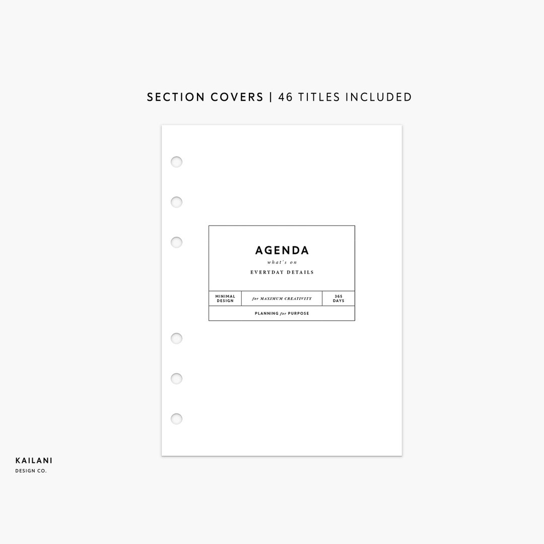 A6 Section Dashboards, Printable Dividers, A6 Printable Dashboard, 46 ...