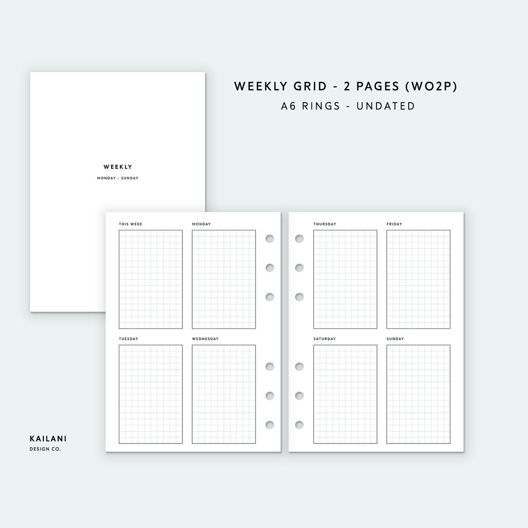 A6 Weekly Planner Inserts, Erin Condren Inserts, Weekly Agenda ...