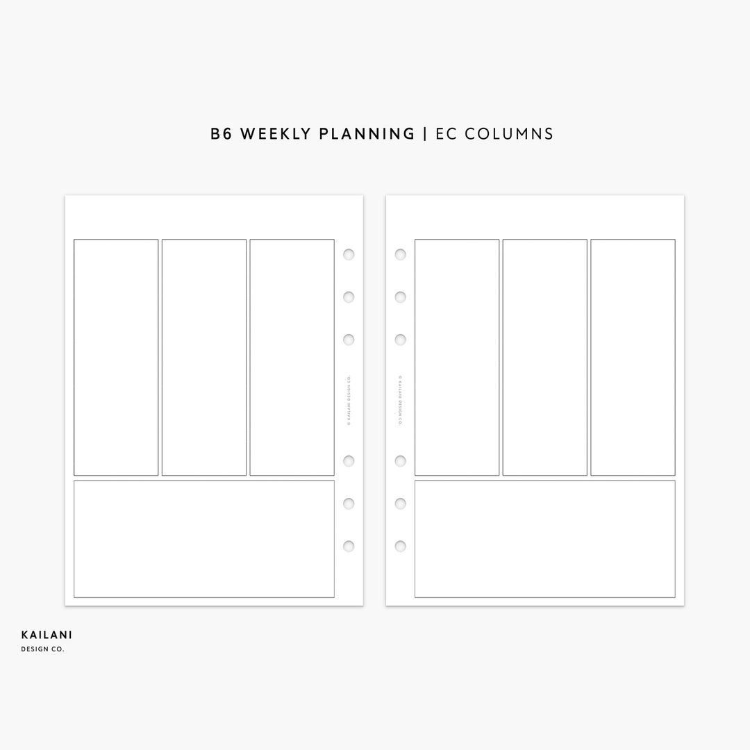 B6 Rings Weekly Planner Inserts, Erin Condren Inserts, Week on Two ...