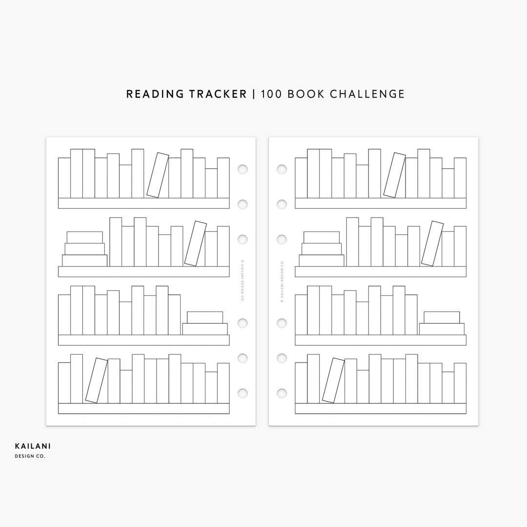 A6 Reading Book Challenge, 100 Book Challenge, Book Tracker, Bookshelf ...