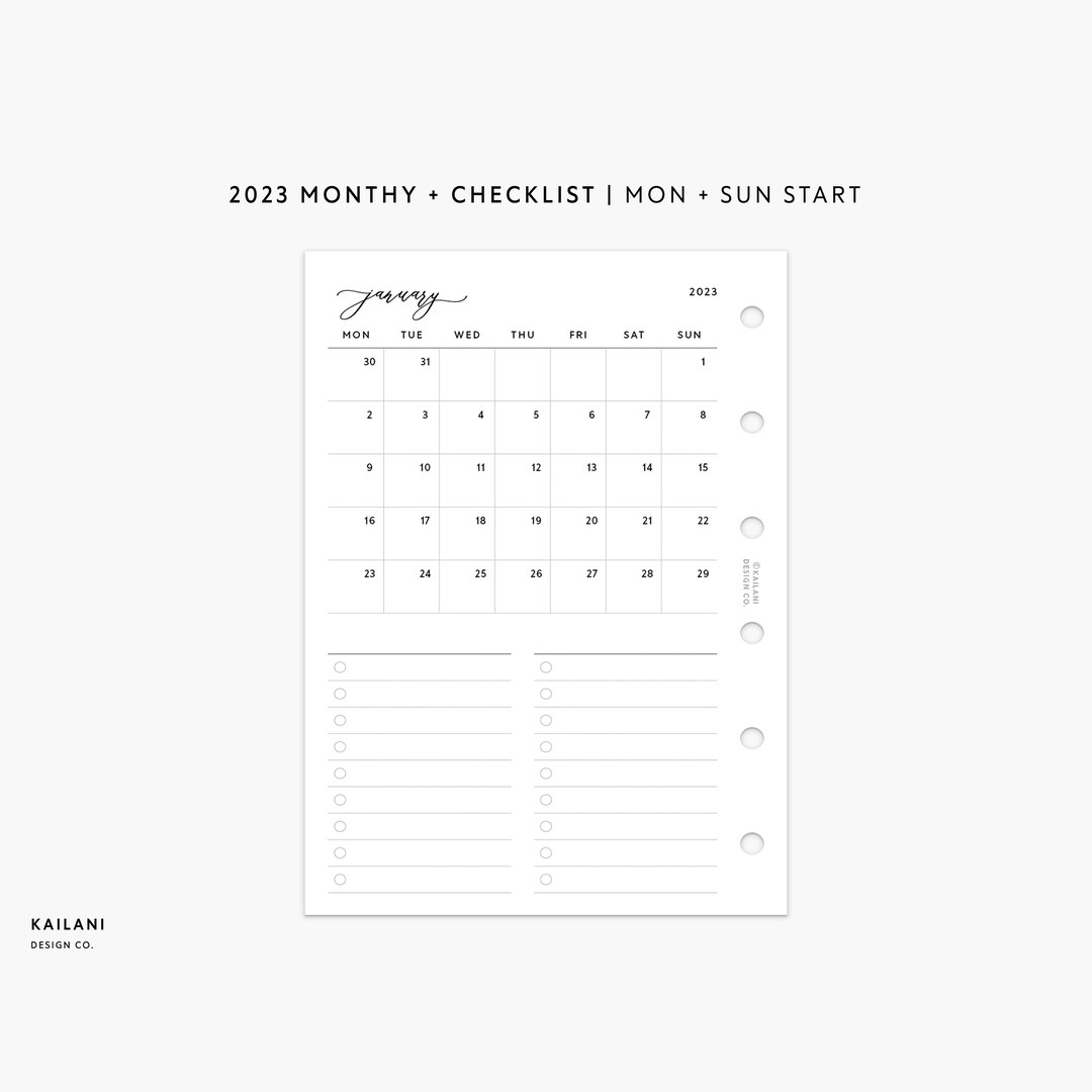 Pocket Monthly Planner Printable 2023 Monthly Month on One - Etsy