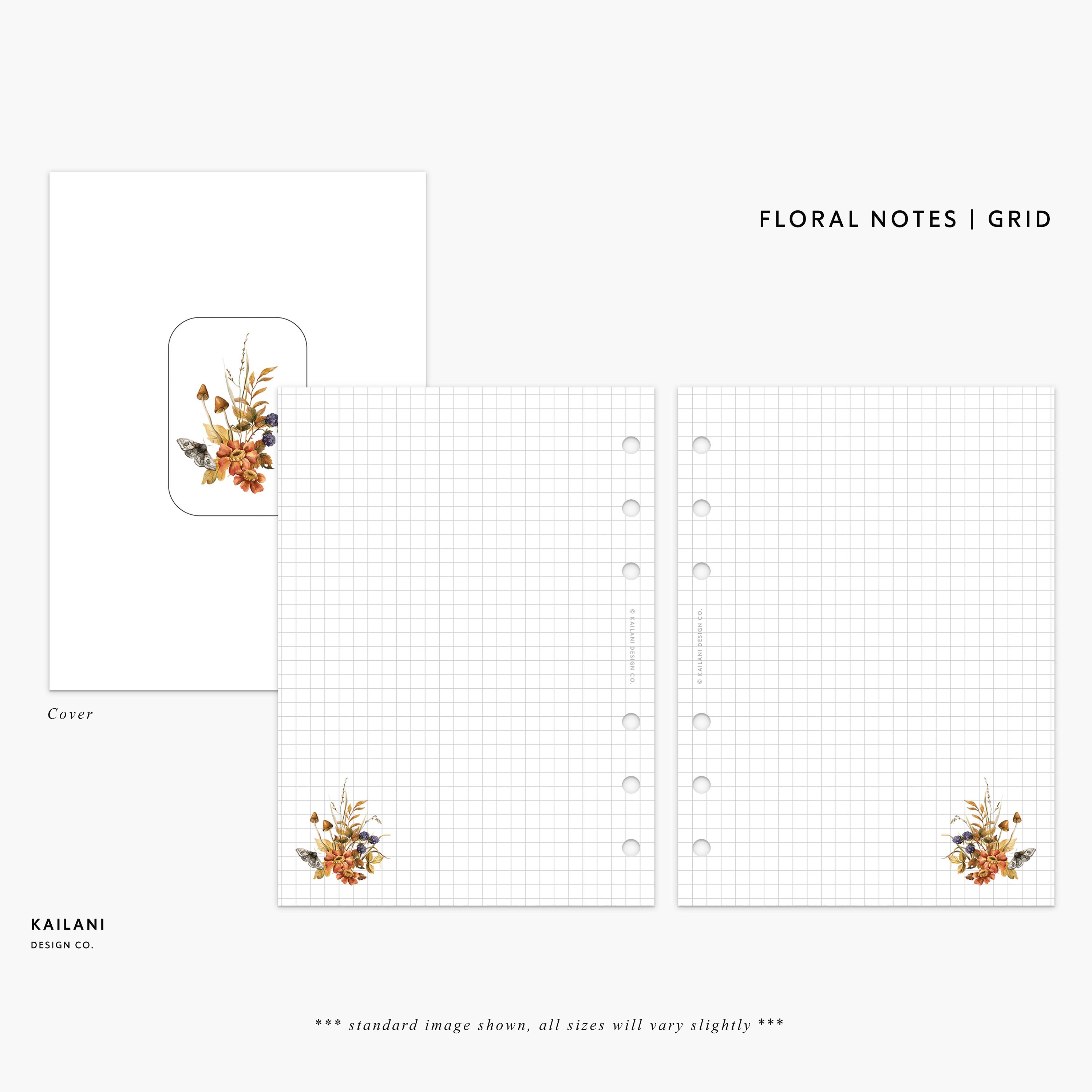 A6 Floral Notes GRID A6 Grid Grid Inserts Notes Journal - Etsy
