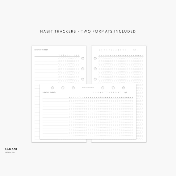 Personal Habit Tracker Monthly Tracker Goal Tracking 2 | Etsy