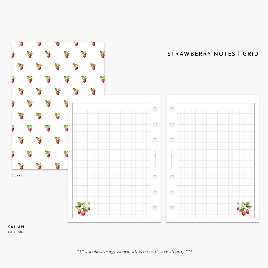 A5 Wide Floral Notes GRID, A5 Wide Grid, Pink Inserts, Notes, Journal ...