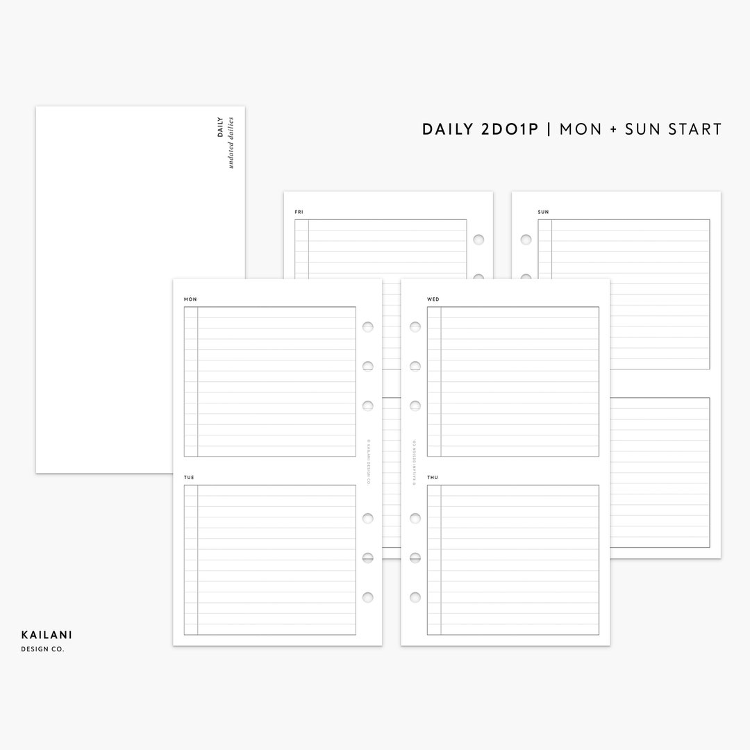 Personal Inserts Printable, Daily Insert, 2 Days on 1 Page, Personal ...