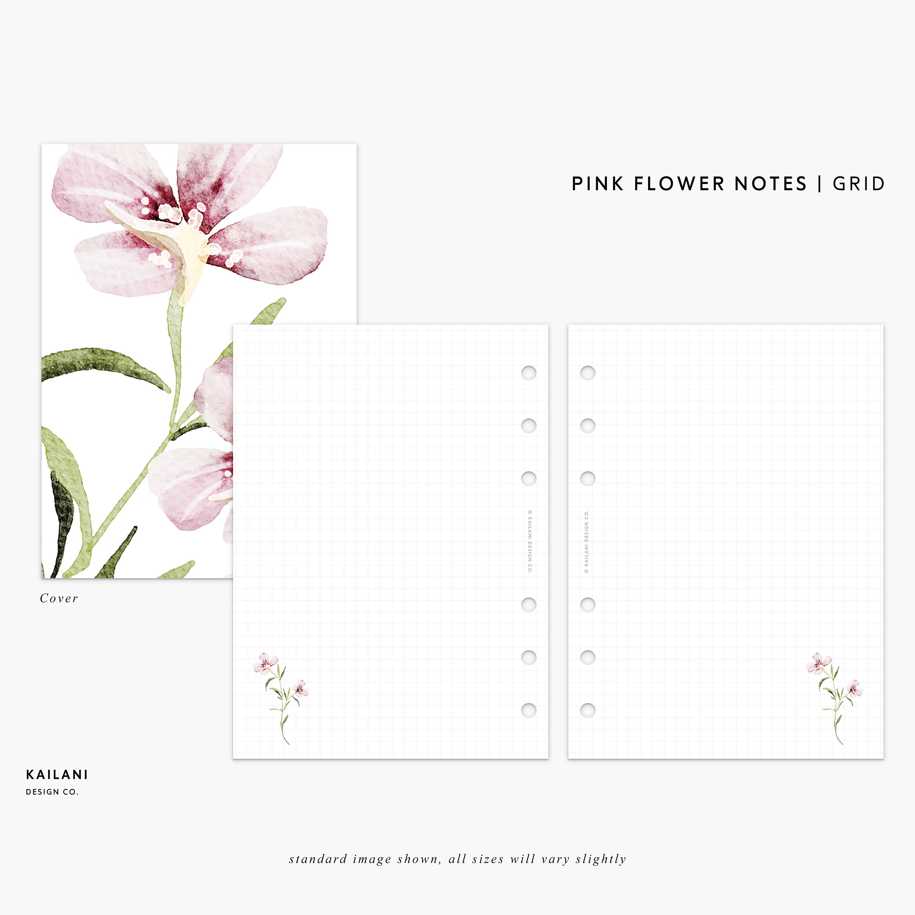 Personal Floral Notes GRID Pink Grid Pink Inserts Notes - Etsy
