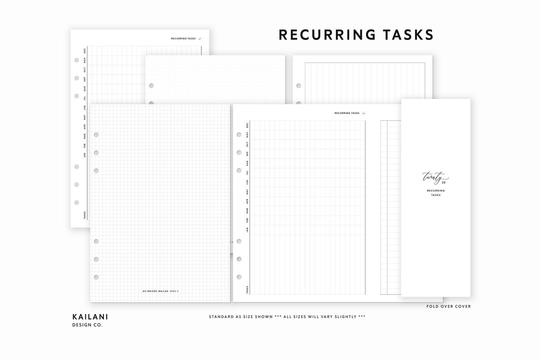 A5 - Recurring Tasks, Monthly Tasks Checklist - Printable, Printable - Etsy