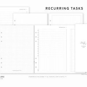 A5 Recurring Tasks Monthly Tasks Checklist Printable | Etsy