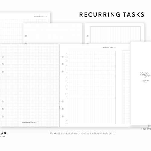 A5 Recurring Tasks Monthly Tasks Checklist Printable - Etsy