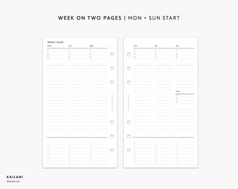 Half Letter Undated Weekly Planner Grid Paper Week on Two - Etsy