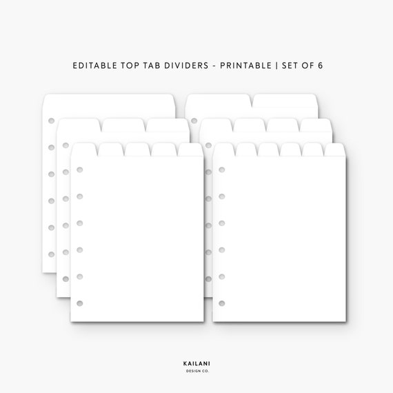 Pocket Editable Dividers Printable Divider Tabs Top Tab | Etsy