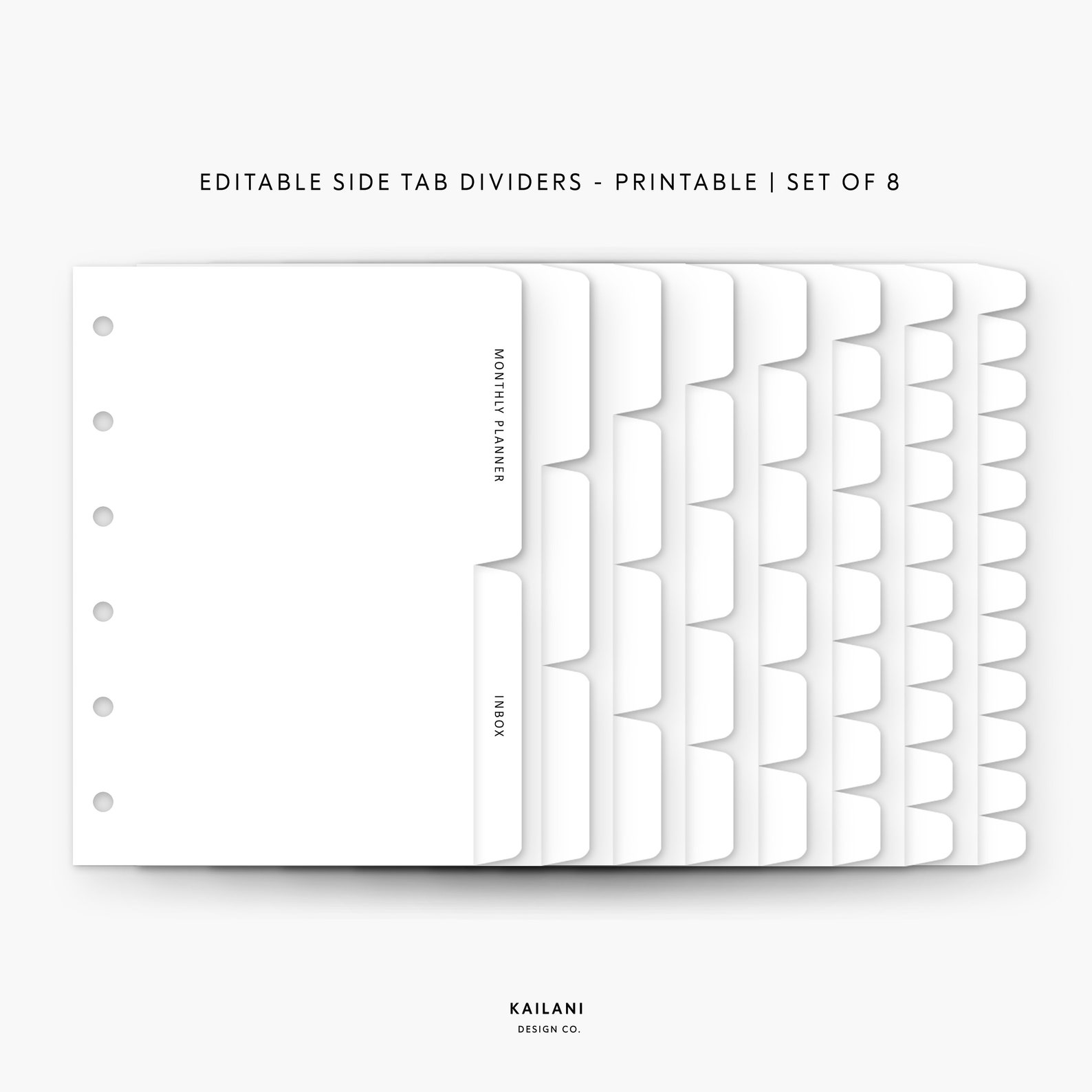 Pocket Editable Dividers, Printable Divider Tabs, Side Tab Dividers ...