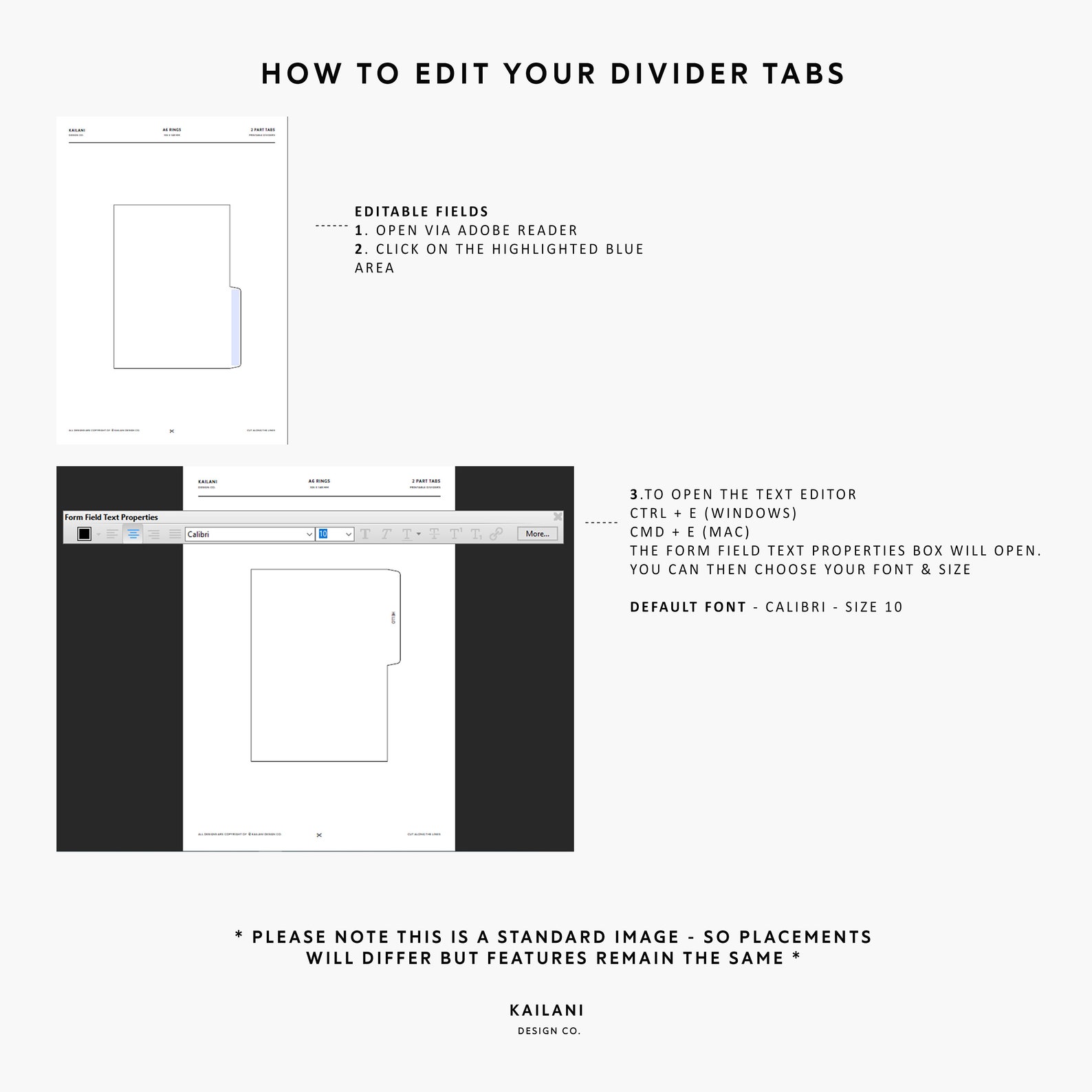 Personal Editable Dividers, Printable Divider Tabs, Side Tab Dividers ...
