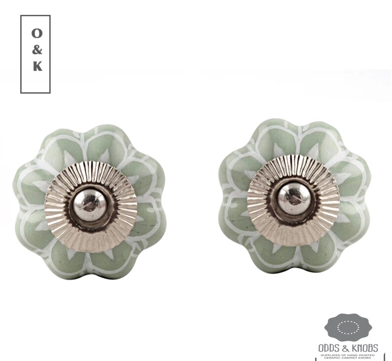 Vintage Style Sage Green Drawer Knob Light Green Ceramic Knob - Etsy