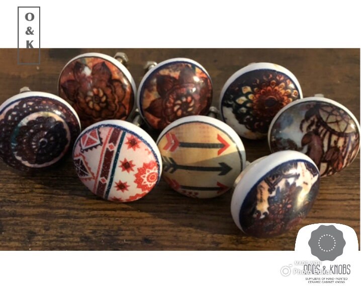 Bohemian Drawer Knob Boho Chic Ceramic Knob Cabinet Knob - Etsy UK