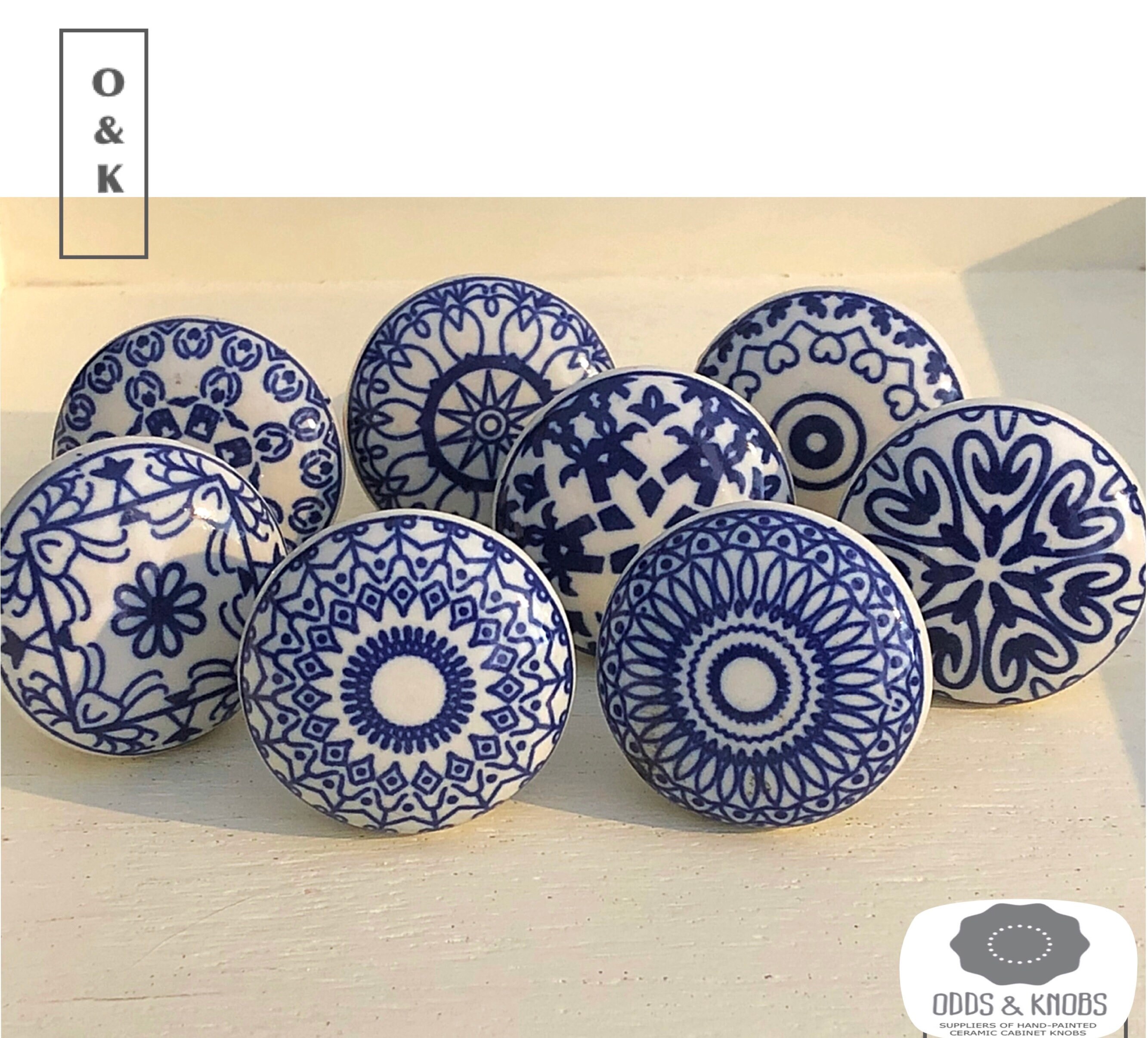 Mandala Blue and White Ceramic Drawer Knob Mosaic Cabinet Knob | Etsy UK