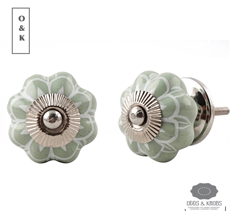 Vintage Style Sage Green Drawer Knob Light Green Ceramic Knob - Etsy