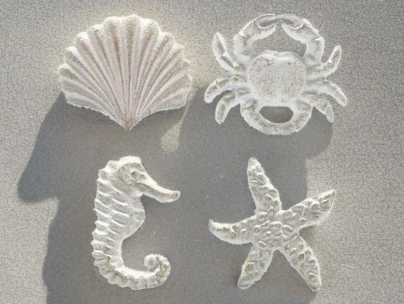 Beach House Cabinet Knobs,sea Shell,starfish Drawer Knobs,beach Shack ...