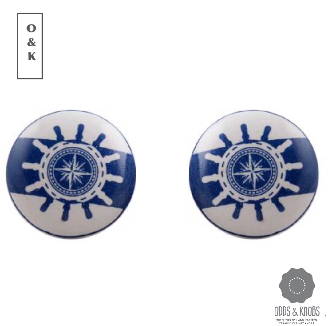 Nautical Blue and White Drawer Knob Sailing Ceramic Knob Cabinet Knob ...
