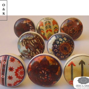 Bohemian Drawer Knob Boho Chic Ceramic Knob Cabinet Knob Wardrobe ...