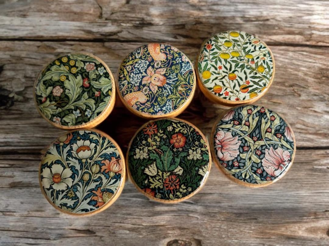 William Morris Cabinet Knobs, Strawberry Thief/green Collection ...