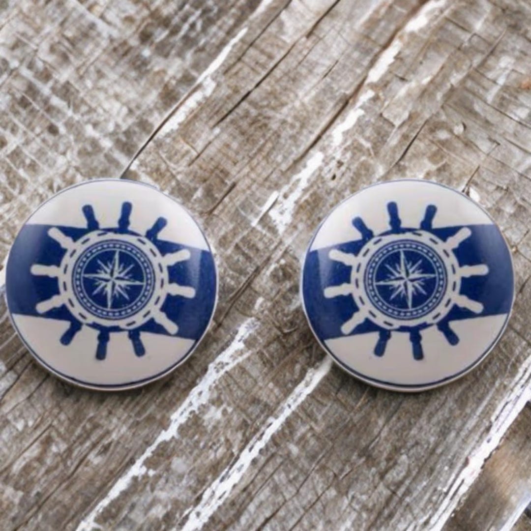Nautical Blue and White Drawer Knob Sailing Ceramic Knob Cabinet Knob ...