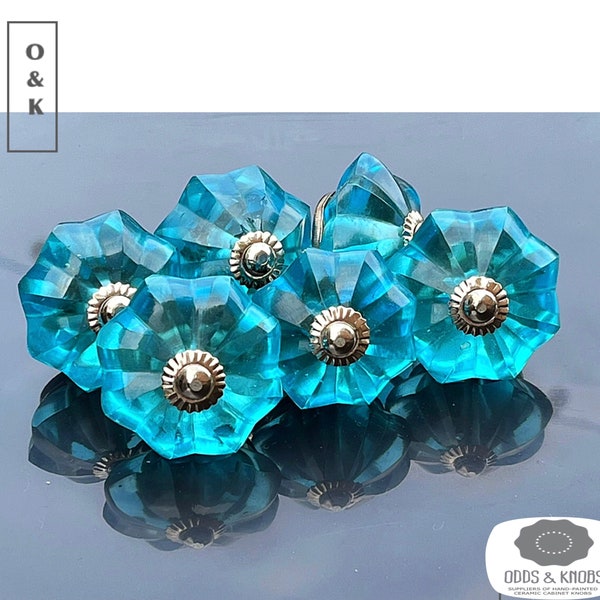 Blue Glass Drawer Handles - Etsy