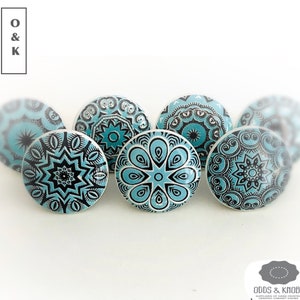 Mandala Turquoise Drawer Knob Mosaic Teal Aqua Ceramic Cabinet Knob ...