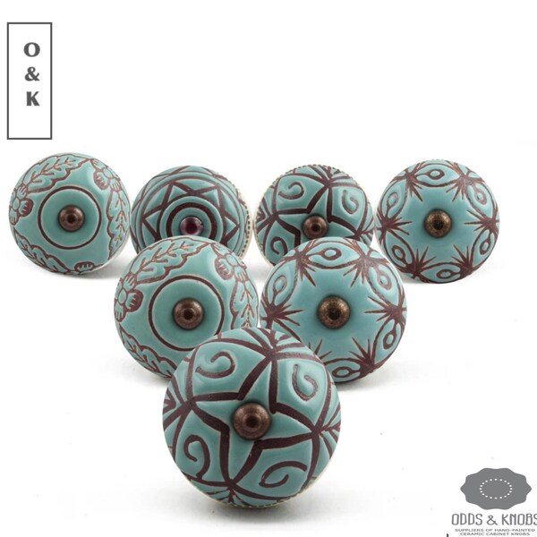 Aqua Drawer Pulls - Etsy