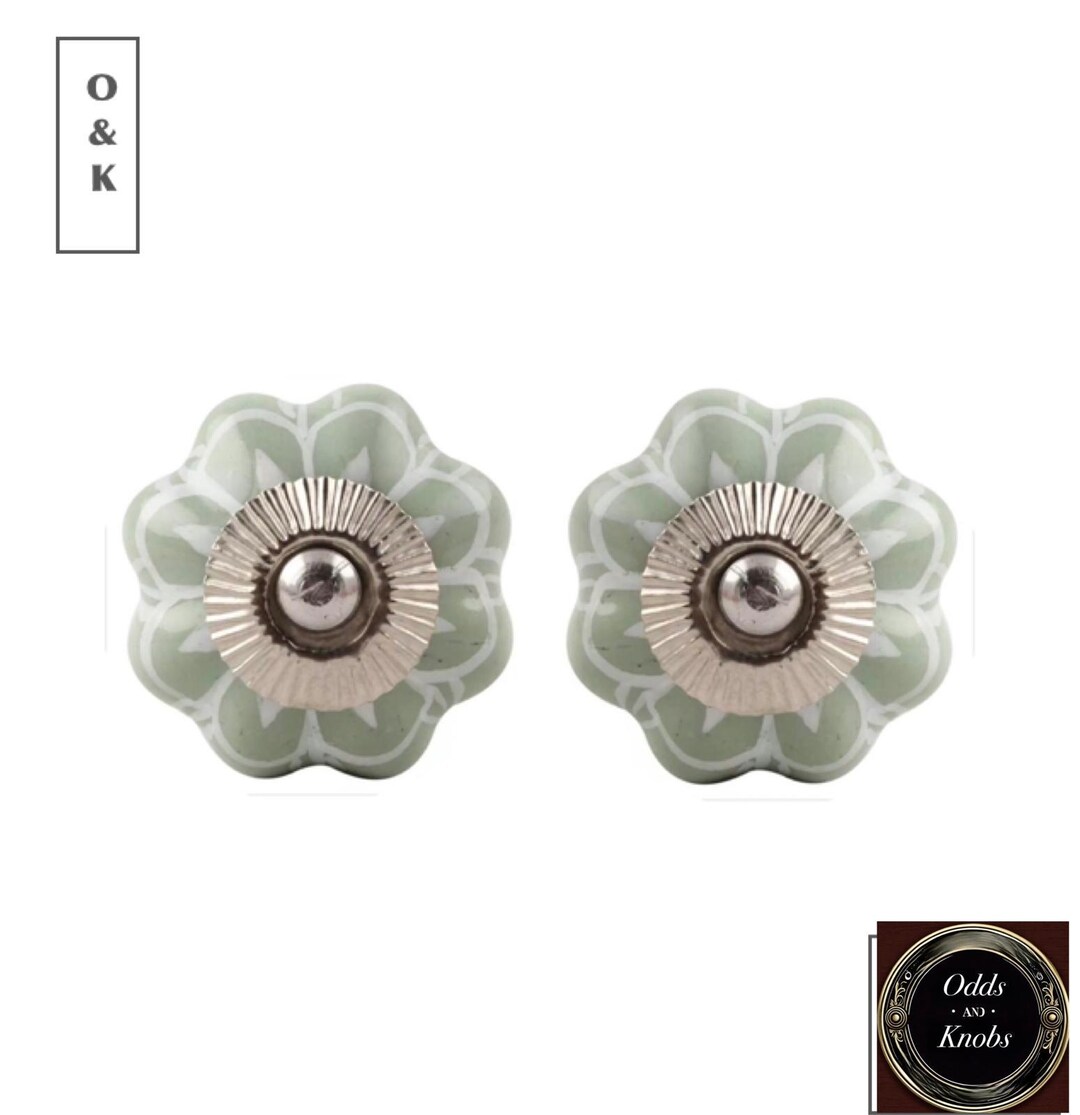 Vintage Style Sage Green Drawer Knob Light Green Ceramic Knob Cabinet ...