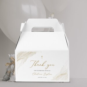 Baptism Gable Box Label Template, Beige Thank You Label, Baptism Gable ...