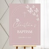 Dusty Blue Baptism Welcome Sign Poster, Gold Cross Dusty Blue ...