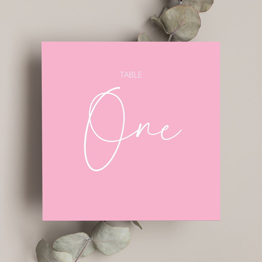 Candy Pink Printable Table Number , Simple Number, Table Decorations ...