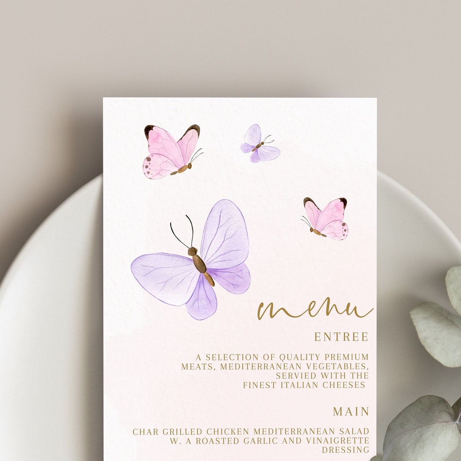 Butterfly Menu Template Add Guest Names Modern Wedding Place - Etsy