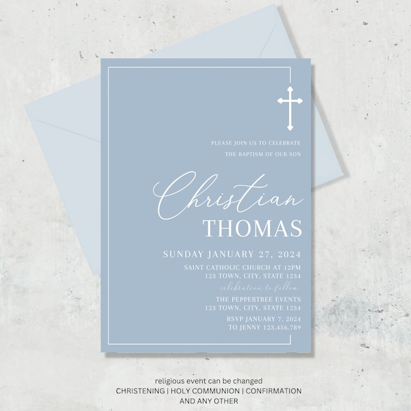Boy Orthodox Baptism Invitation - Etsy