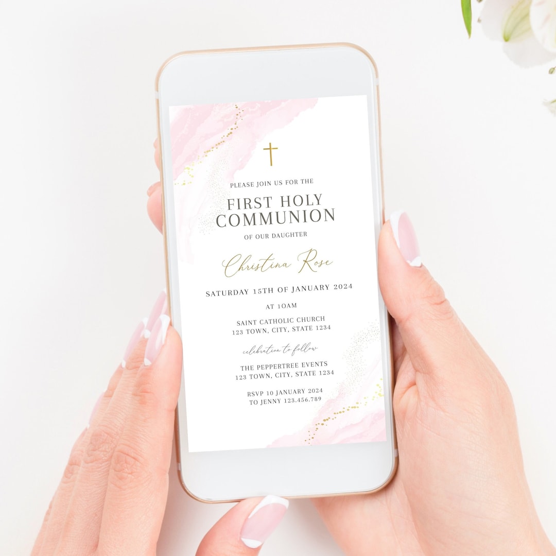 First Holy Communion Invitation Template Digital Download, First Holy ...