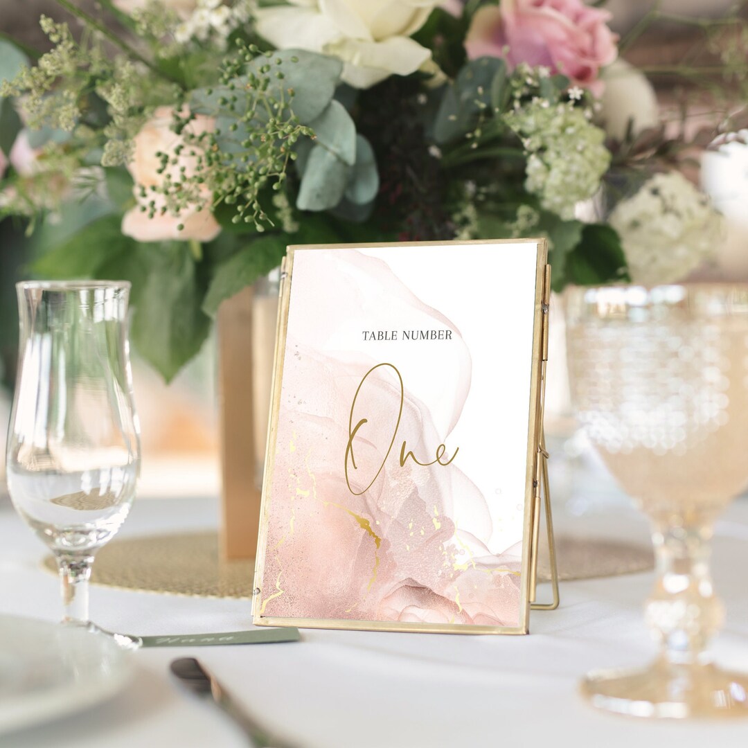 Pink Table Number Template, Printable, Wedding, Script, Modern ...