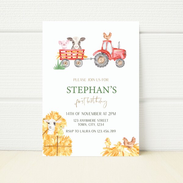 Farm First Birthday Invitation - Etsy