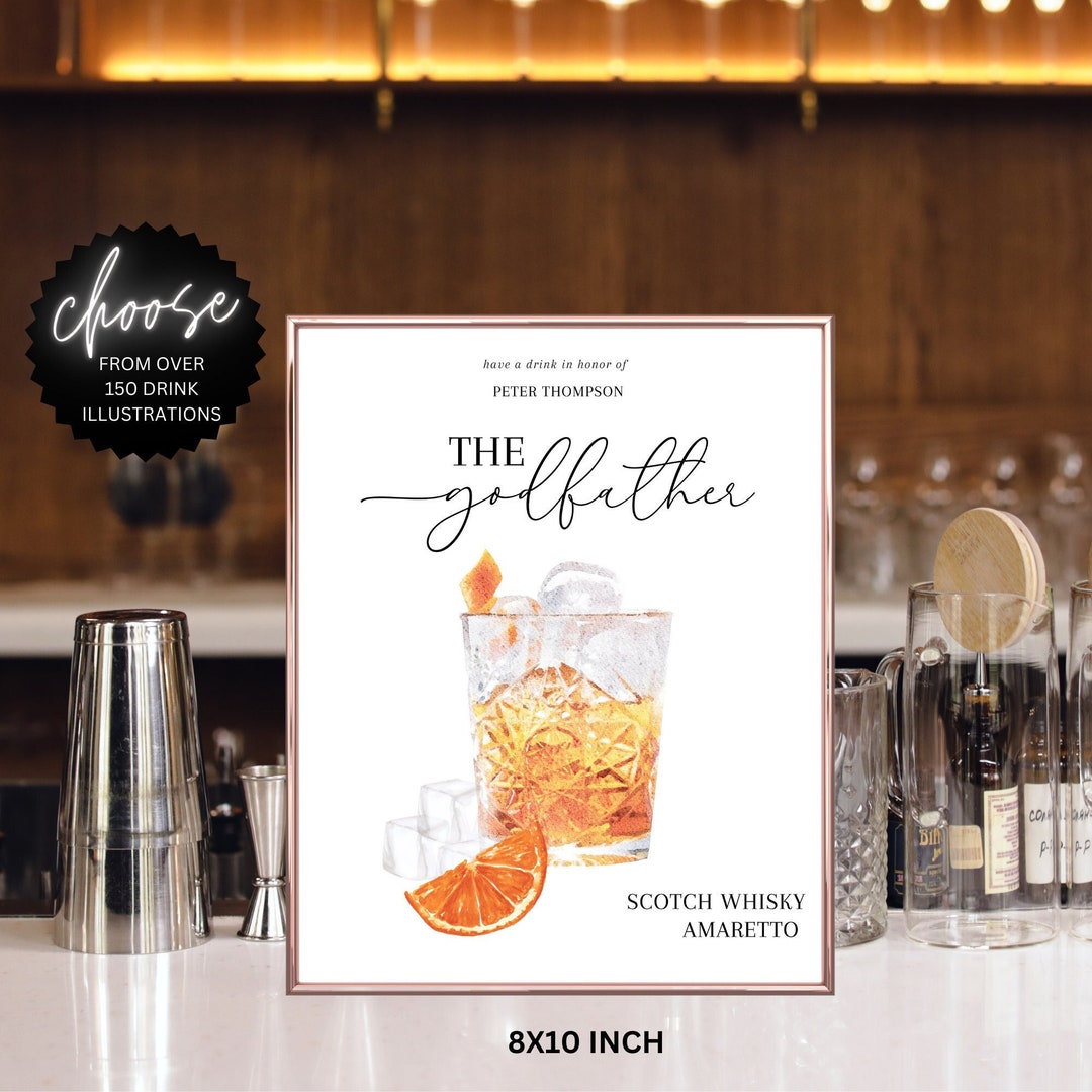 Godfather Cocktail Sign Template, Signature Drinks Template, Wedding ...