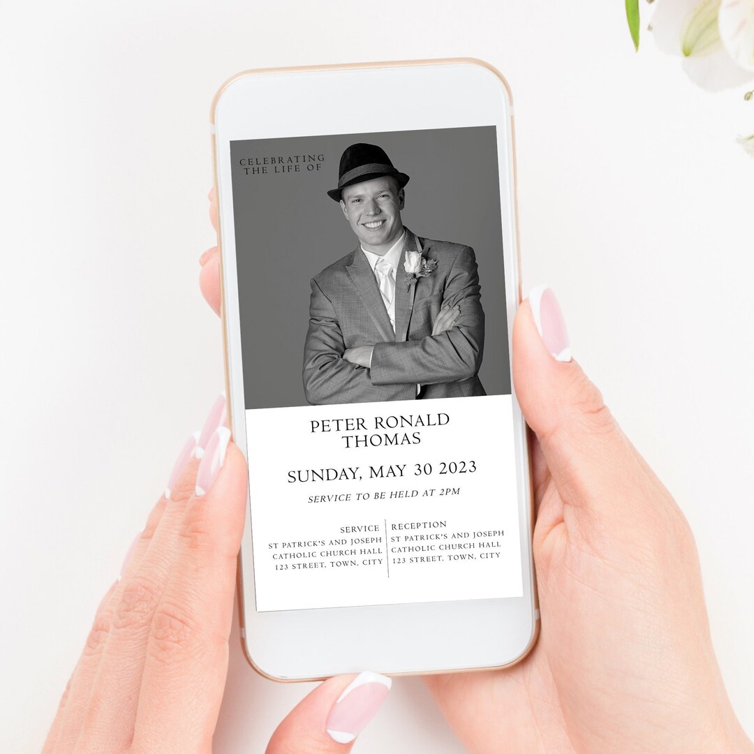 Funeral Announcement Funeral Invitation Digital Invite - Etsy