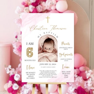 Pink Baptism Chalkboard Sign, Girl Baptism Milestone, Baptism Printable ...