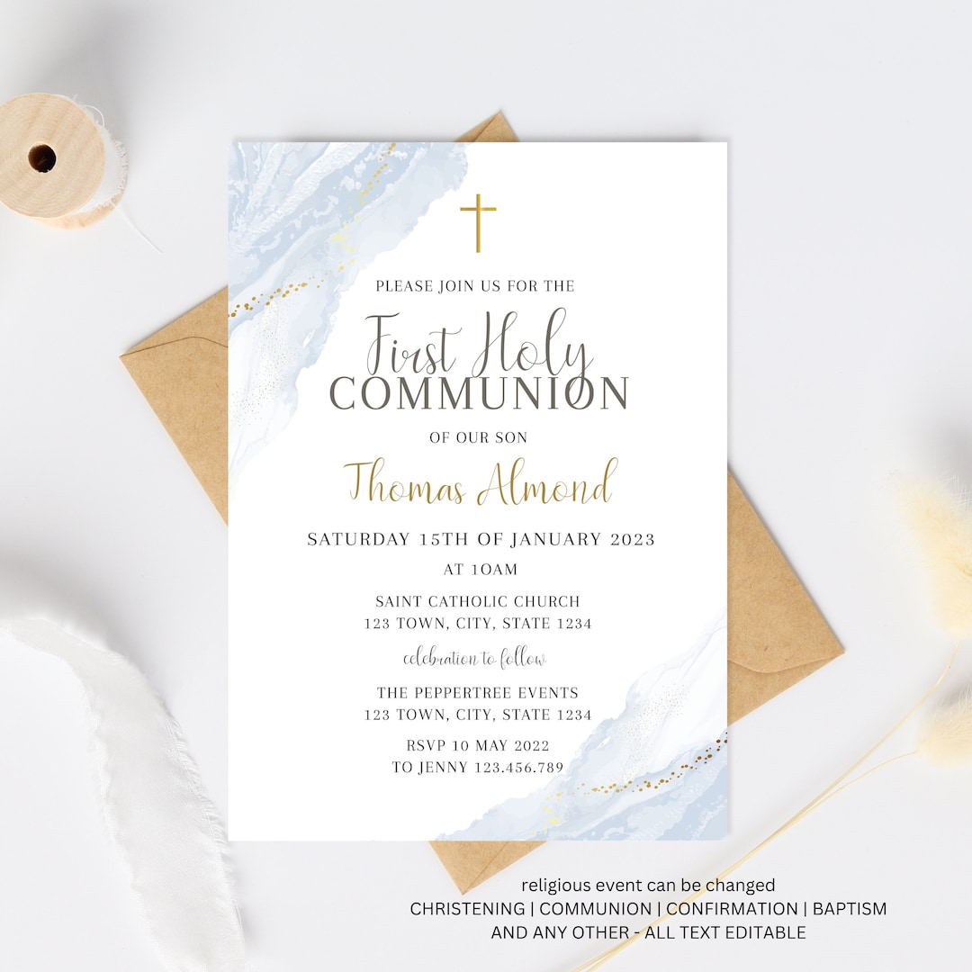 1st Communion Invitation Boy, Holy Communion Invitation Boy, First ...