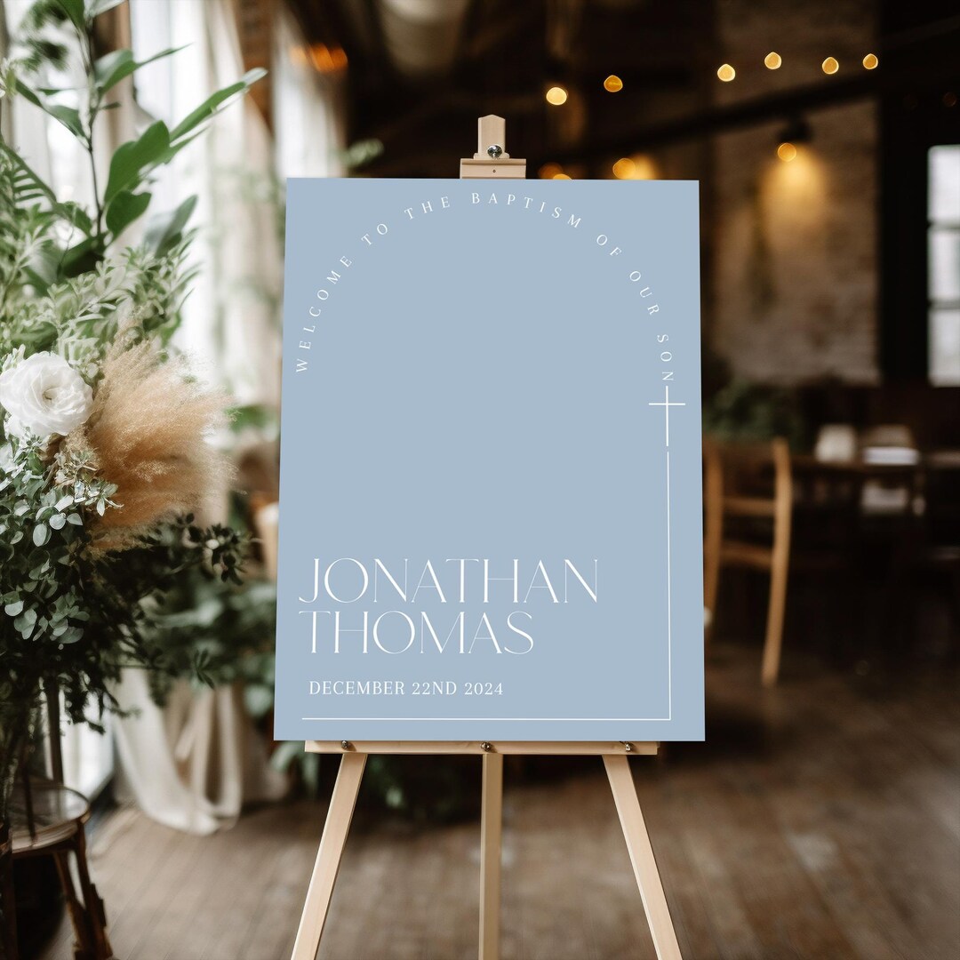 Dusty Blue WELCOME POSTER Editable Arch Baptism Welcome Poster / Holy ...