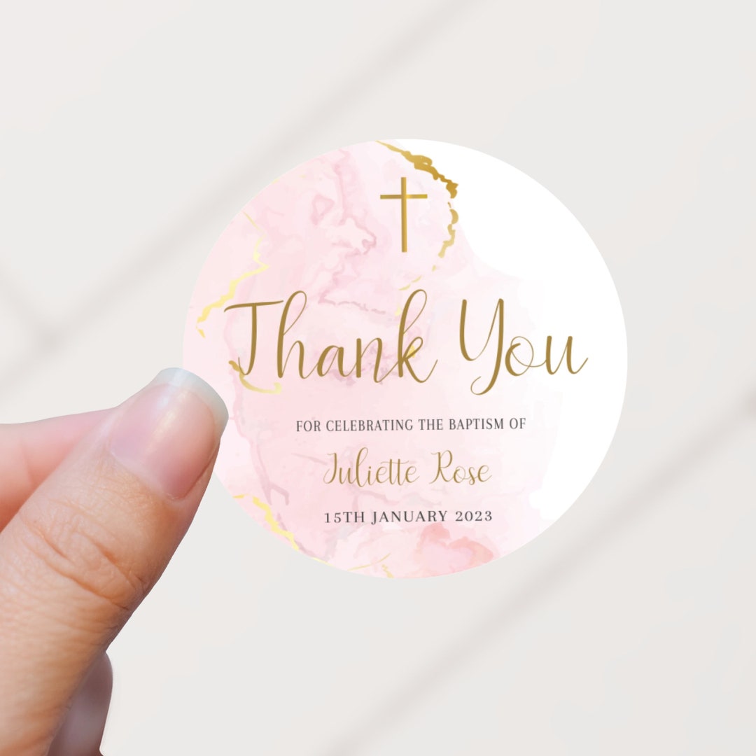 Pink Baptism Bonbonniere Printable Tag ,thank You Tags Simple, DIY ...