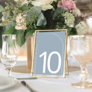 Dusty Blue Modern Printable Table Number , Simple Number, Table ...